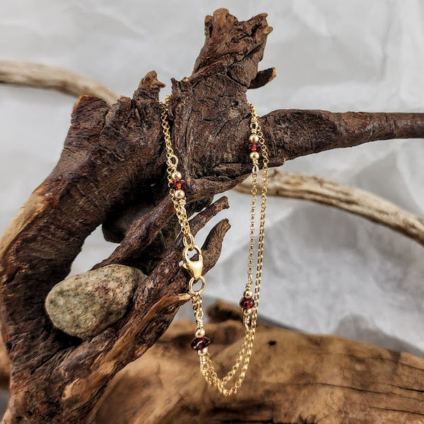 Garnet 2-Strand Bracelet - 14k Goldfill - Little Gypsy's Fine Jewelry ...
